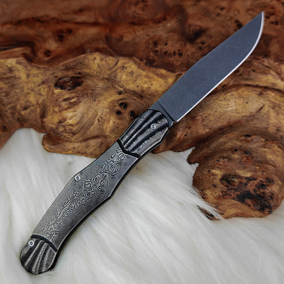 Wootz Steel Pocket Knife with Damascus Handle – BILIKNIFE
