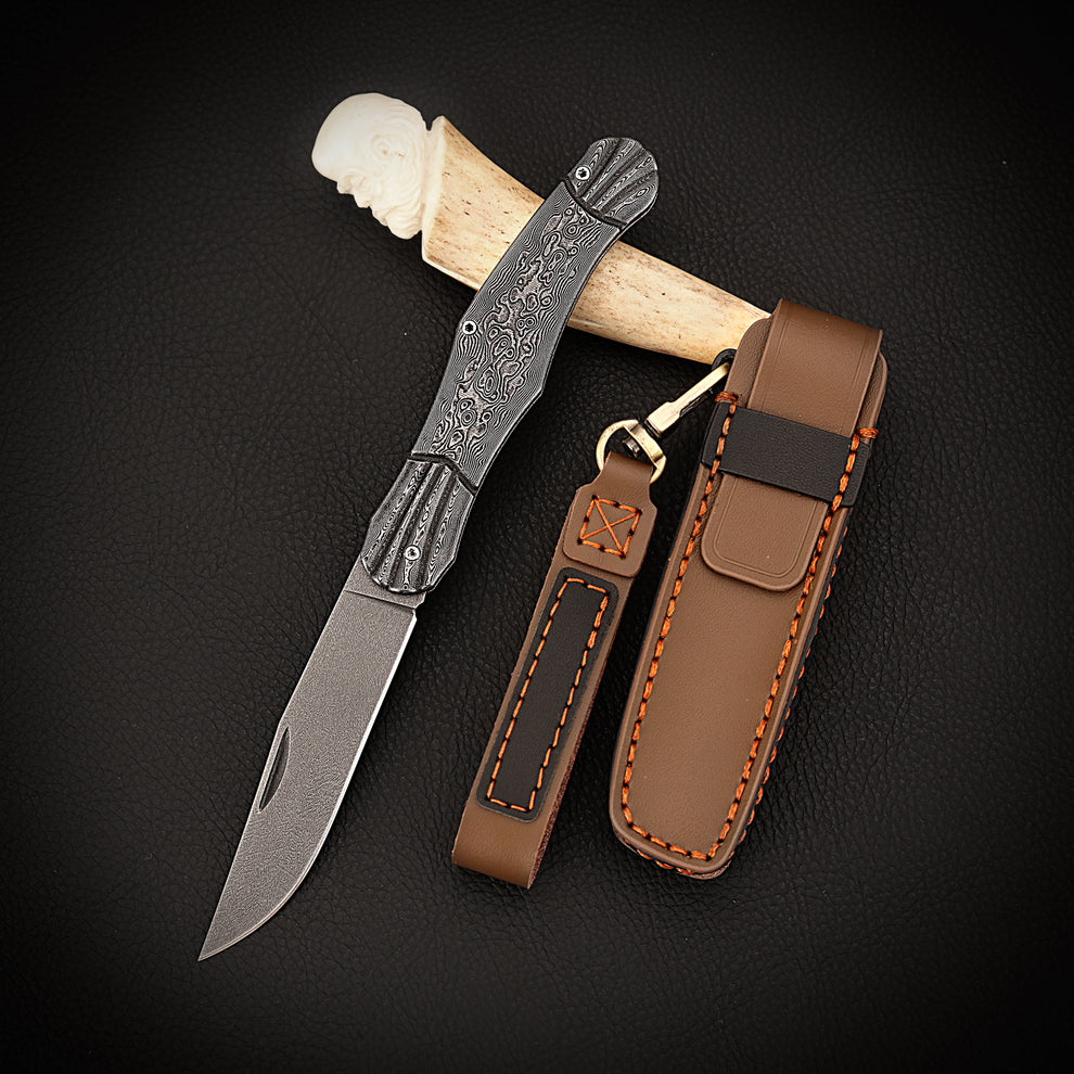Wootz Steel Pocket Knife with Damascus Handle – BILIKNIFE